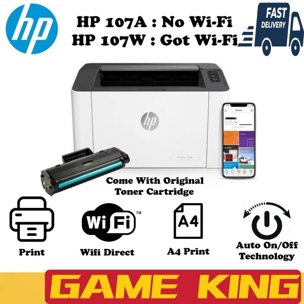 HP Laserjet 107A Wired / 107W Wireless Printer (BRAND NEW) | Shopee Malaysia