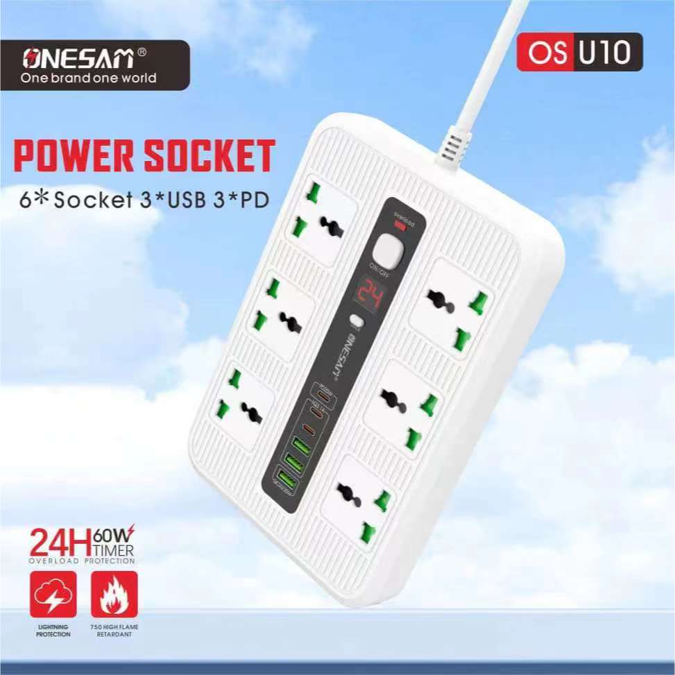 ONESAM OS-U10 Power Socket Charger / 60W 3 PD + 3 USB Output + 6 ...