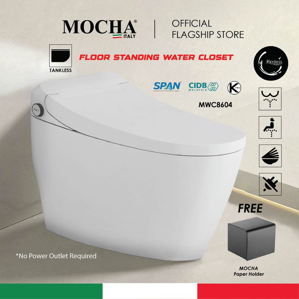 MOCHA Tanksless floor standing wc MWC8604 rimless water closet siphonic ...