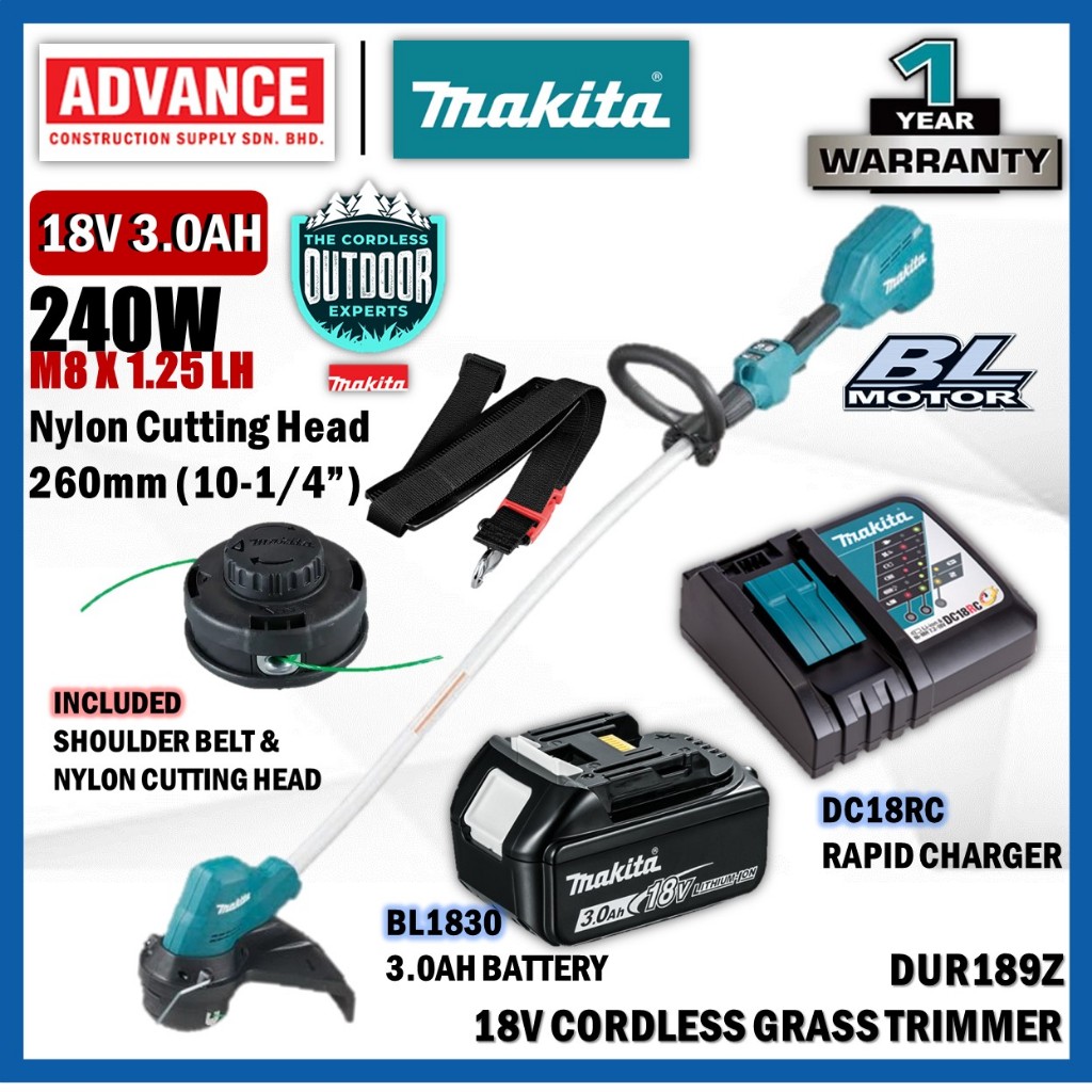 MAKITA DUR189Z 18V Cordless Grass Trimmer ( Brushless / Nylon Cutting ...
