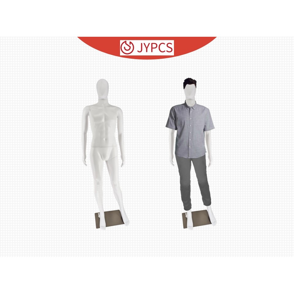 Full Body Male Mannequin White Faceless C/W Metal Base Patung Wanita ...