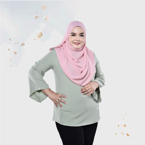 XL-3XL PLUS SIZE MUSLIMAH Ivory Pearl-work Top 2715 | Shopee Malaysia
