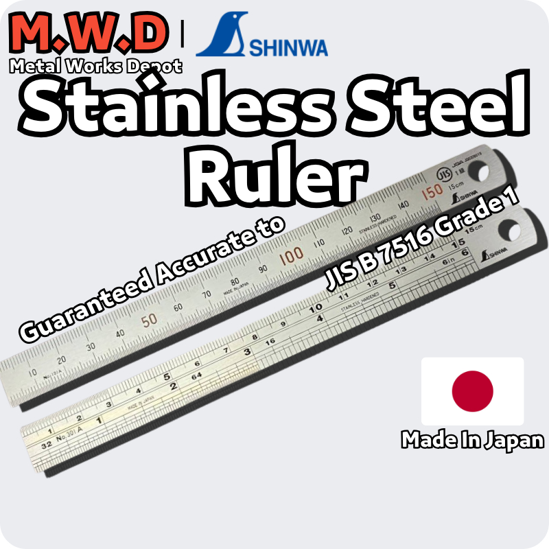 [100% ORIGINAL] SHINWA Stainless Steel Ruler (6"/15CM) MADE IN JAPAN | Shopee Malaysia
