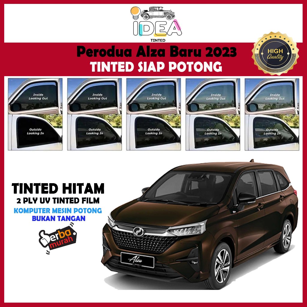 Perodua Alza Baru _2023 _Full Set _Tinted Kereta _2PLY UV Film _Hitam ...