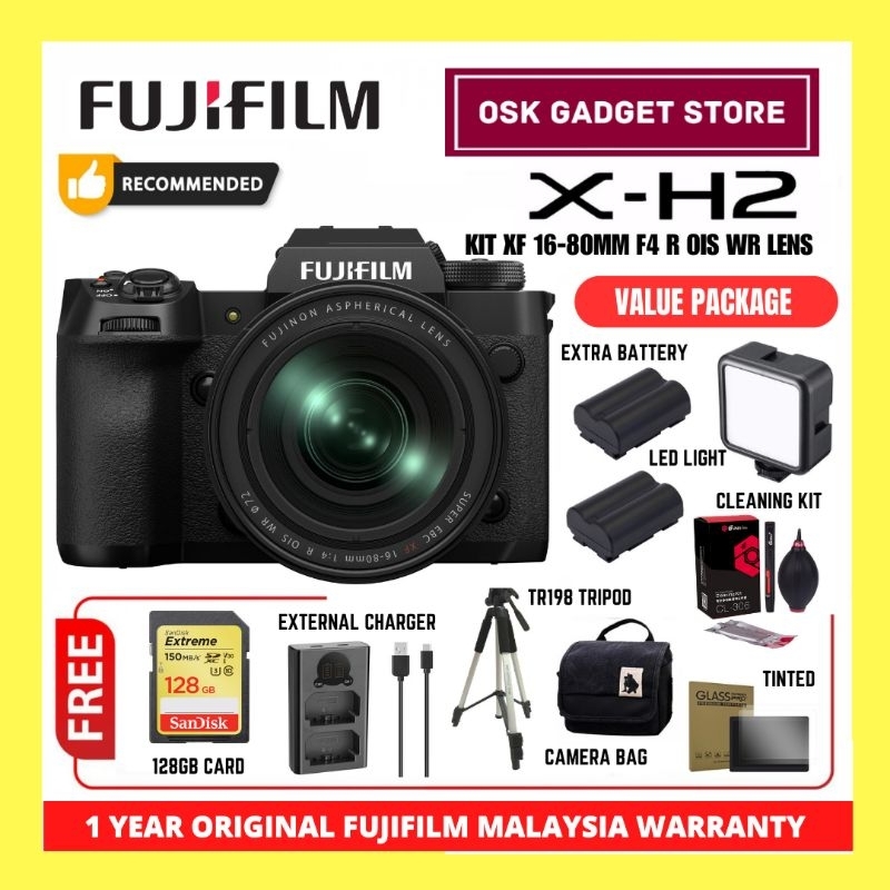 Fujifilm X-H2 XH2 40MP 8K 30P Mirrorless Camera | Body Only / With XF 16-80mm Lens | 1 Year ...