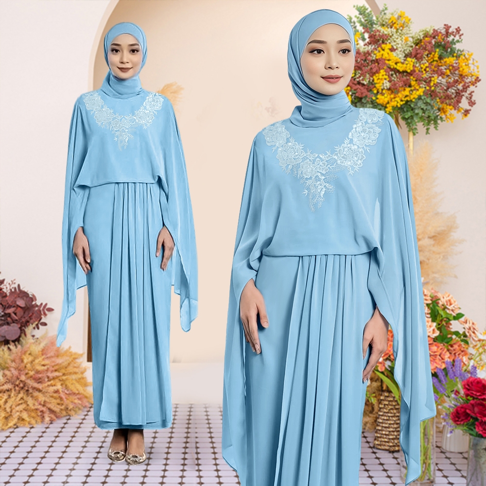 KATRINA DRESS Jubah Abaya Sulam Tunang Nikah Nursing Friendly Jubah ...