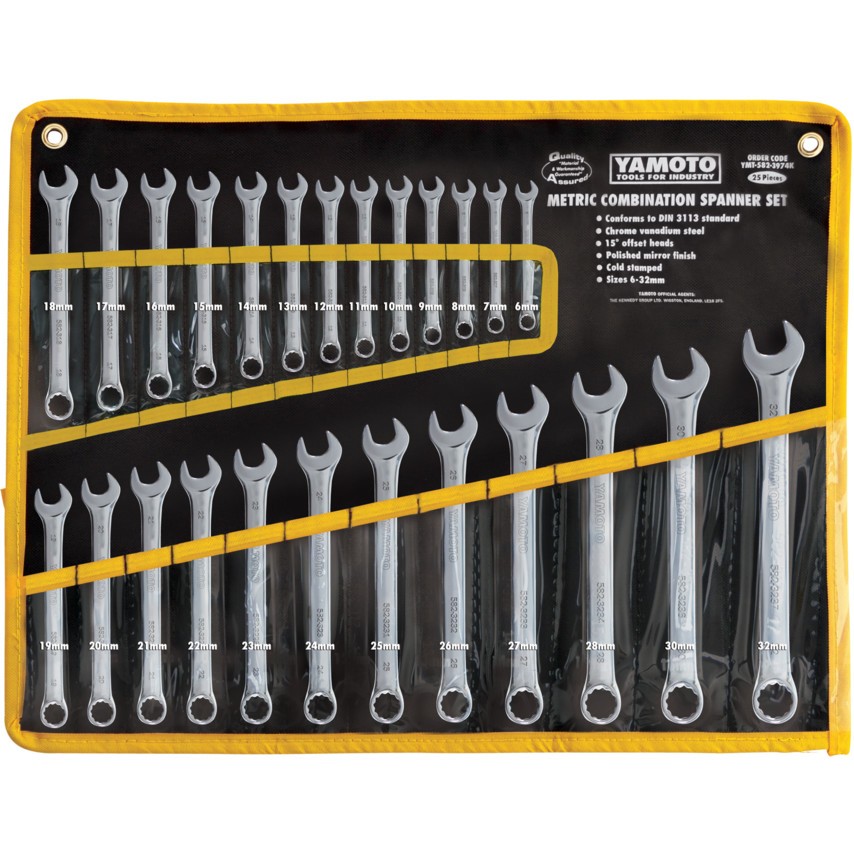 Yamoto Metric, Combination Spanner Set, 6 - 32mm, Set of 25, Chrome ...