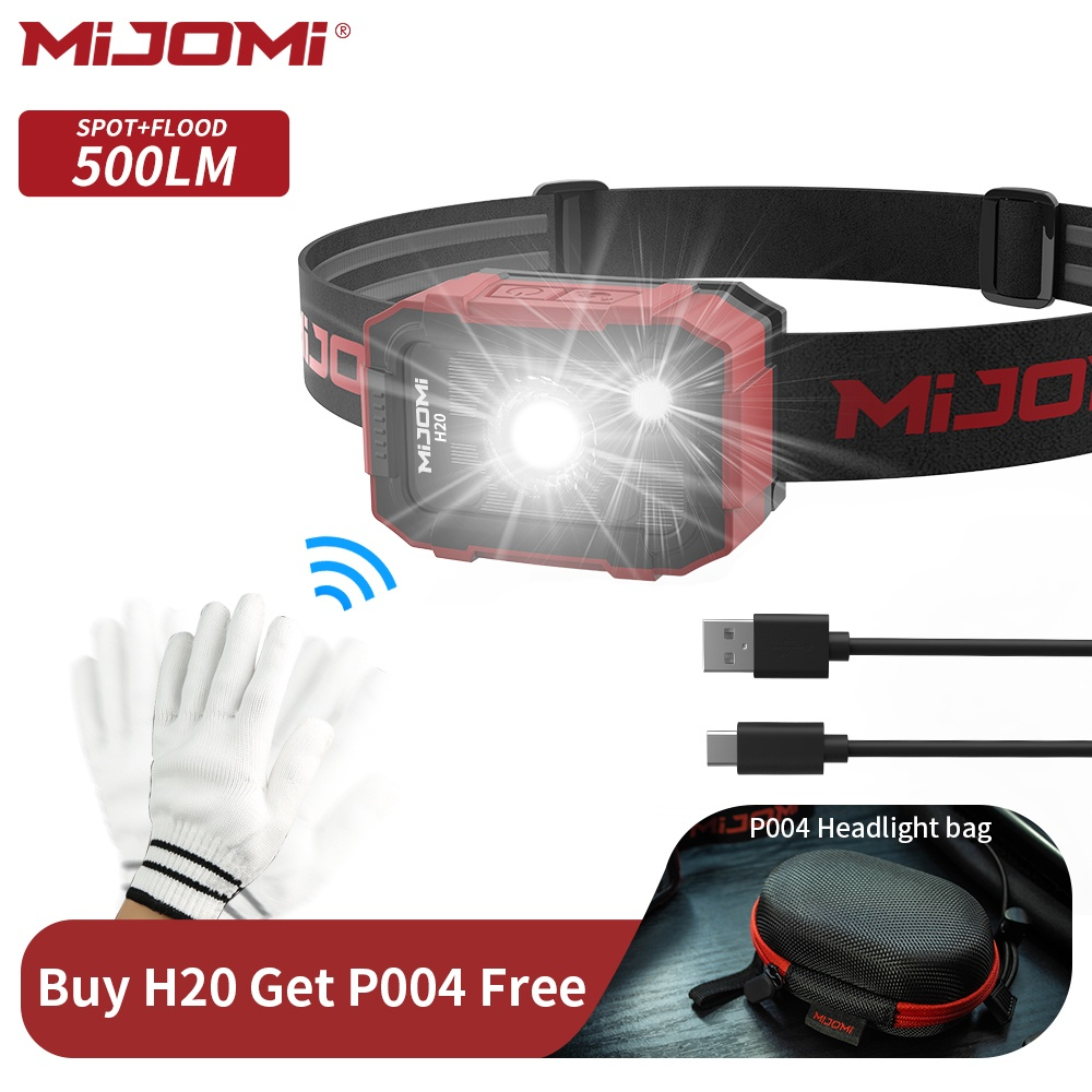 Mijomi H20 Headlamp With Wave Motion Sensor Headlight, Lightwight Head ...