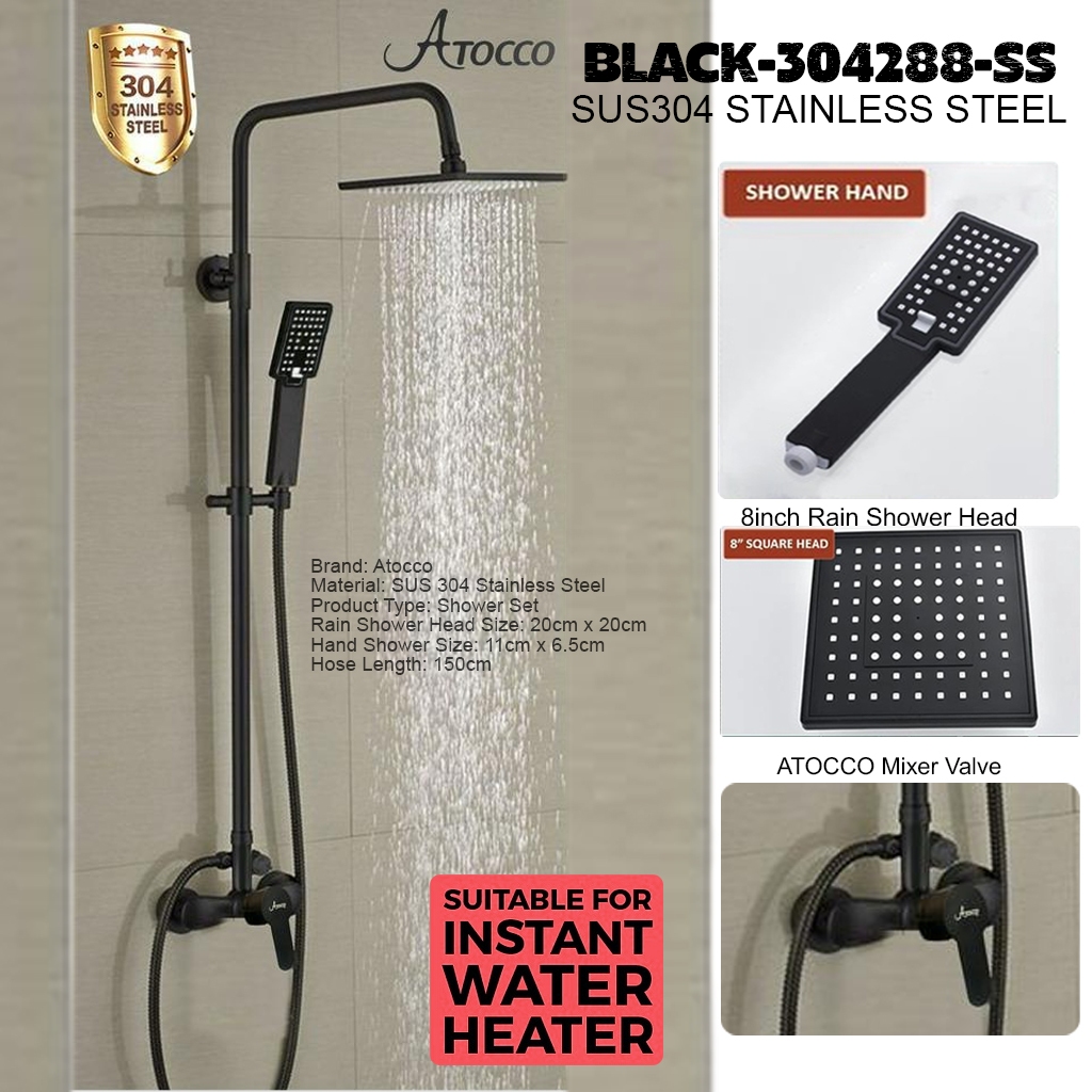 SUS304 Stainless Steel Rain Shower Set Rainfall High Pressure Hand ...