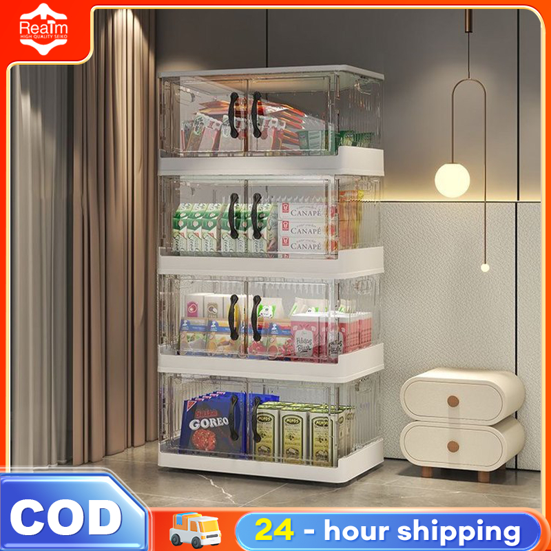 Foldable Storage Cabinet 2 Doors Storage Box Multipurpose Storage ...