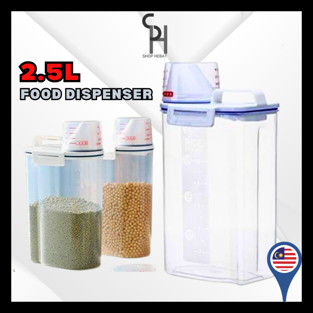 HEBAT👍 2.5L Kitchen Food Dispenser Cereal Tupperware Storage Container ...