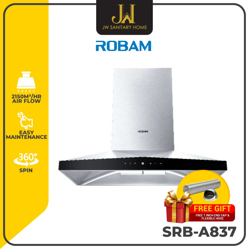 JW Robam SRB-A837 Cooker Hood Hob Kitchen Appliances Cooktop Dapur Gas Ducting Strong Power ...