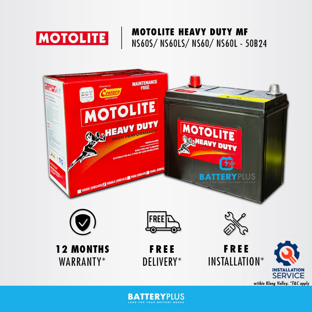 [ Installation Provided ] NS60S | NS60LS | NS60 | NS60L 50B24 Motolite Heavy Duty MF Car Battery ...