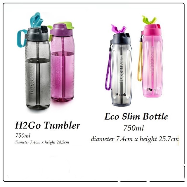Tupperware Slim Eco Bottle/H2go with Straw 1.5L/1L/750ml/550ml/500ml/310ml(1pc) | Shopee Malaysia