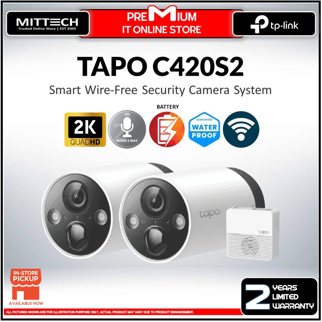 Tp-Link IP Camera CCTV Tapo C420S2 Smart Wire-Free Security System | 2 ...