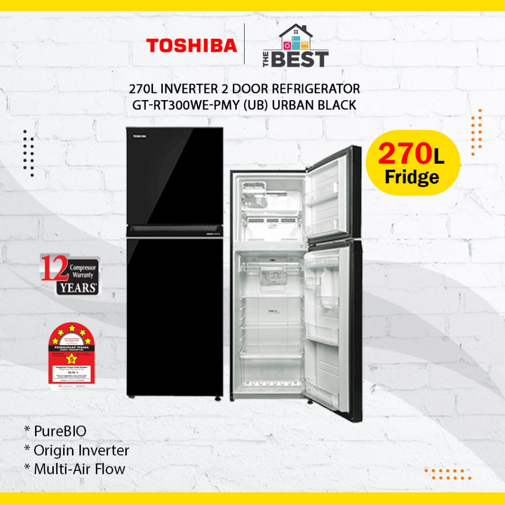 TOSHIBA 270L Inverter Fridge GR-RT300WE-PMY(UK) / GR-RT300WE-PMY(DS ...