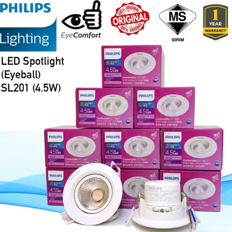 Philips LED Eyeball Spotlight SL201-4.5W/ Warm white 350 | Shopee Malaysia