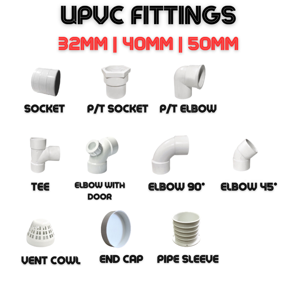UPVC Fittings 32MM 40MM 50MM UPVC Joint Connector Penyambung Paip ...