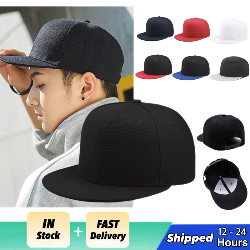 Plain Snapback Hats Unisex Men's Hip-Hop Adjustable B-boy Baseball Cap ...