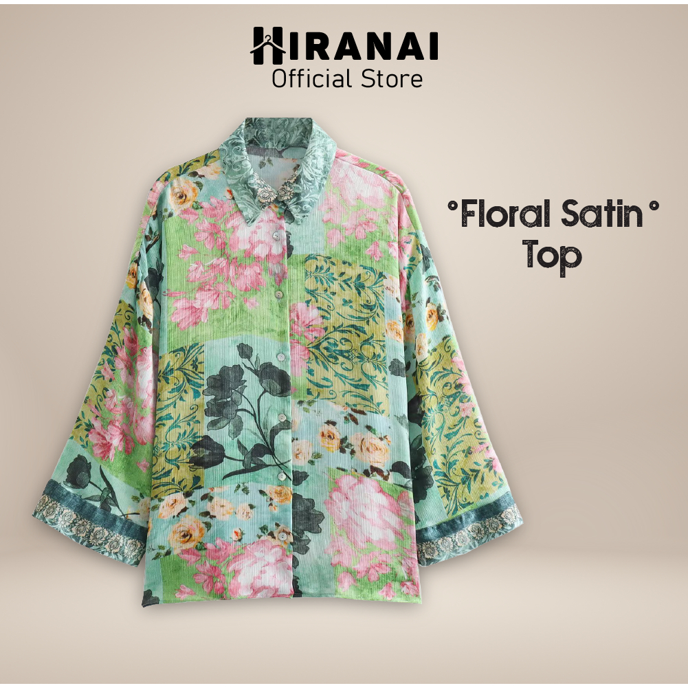 Woman Blouse Shirt Satin Drape Baju Wanita Bunga Silk Top Women Elegant ...
