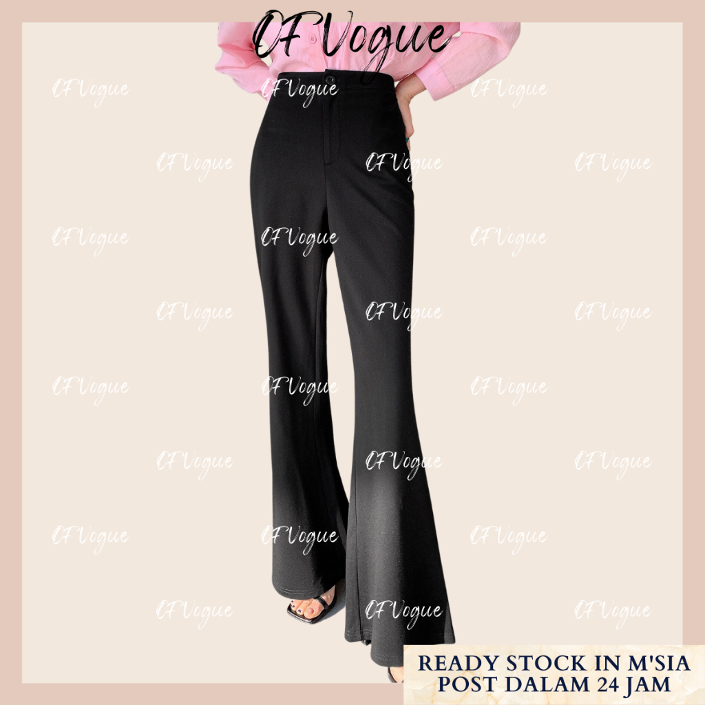 OFVOGUE High Waisted Wide Legged Pants With Bootcut Seluar Slek Wanita ...