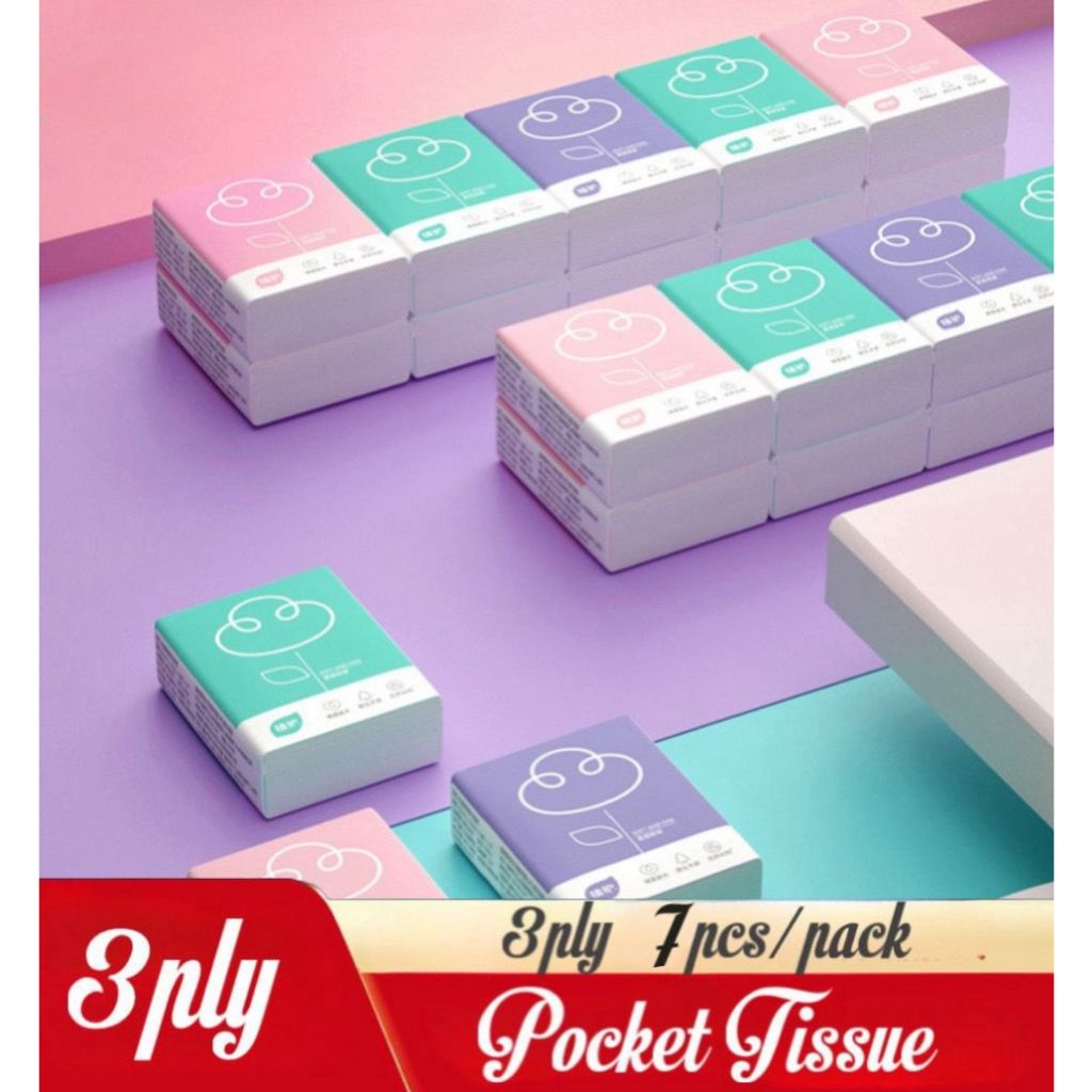 【10 Packs/ 7 Sheets x 3-Ply】Portable Pocket Sized Tissue Paper Virgin ...