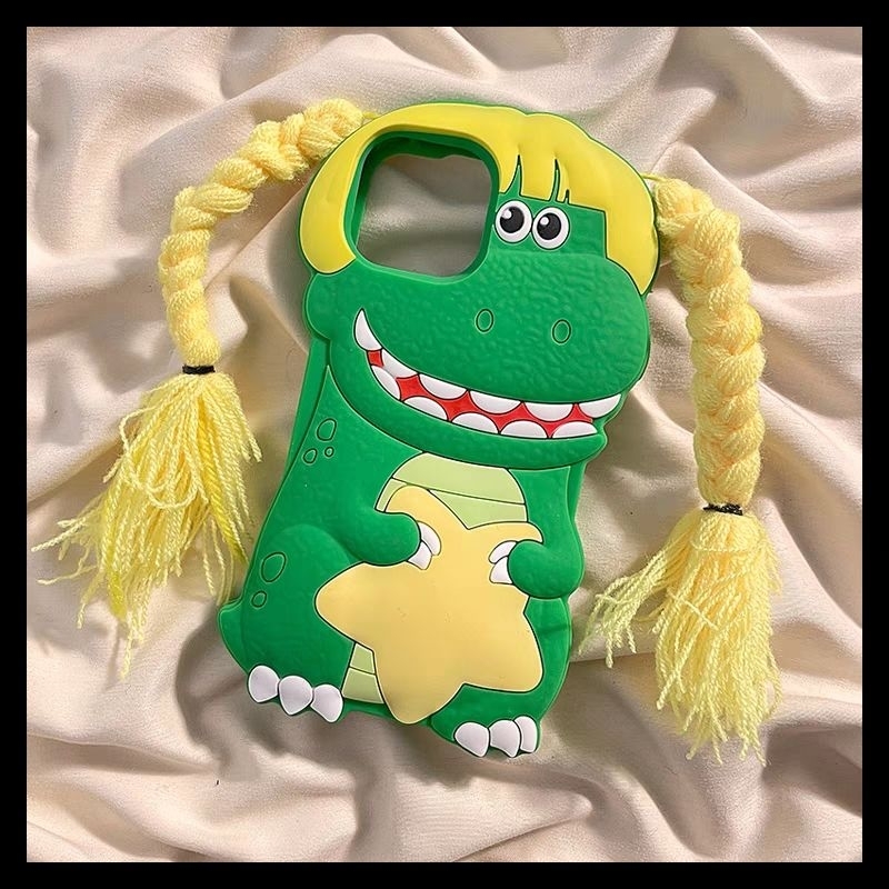 Funny Cute Dinosaur Case 搞怪可爱辫子恐龙 IPhone 11 12 12pro 12promax 13 13pro ...