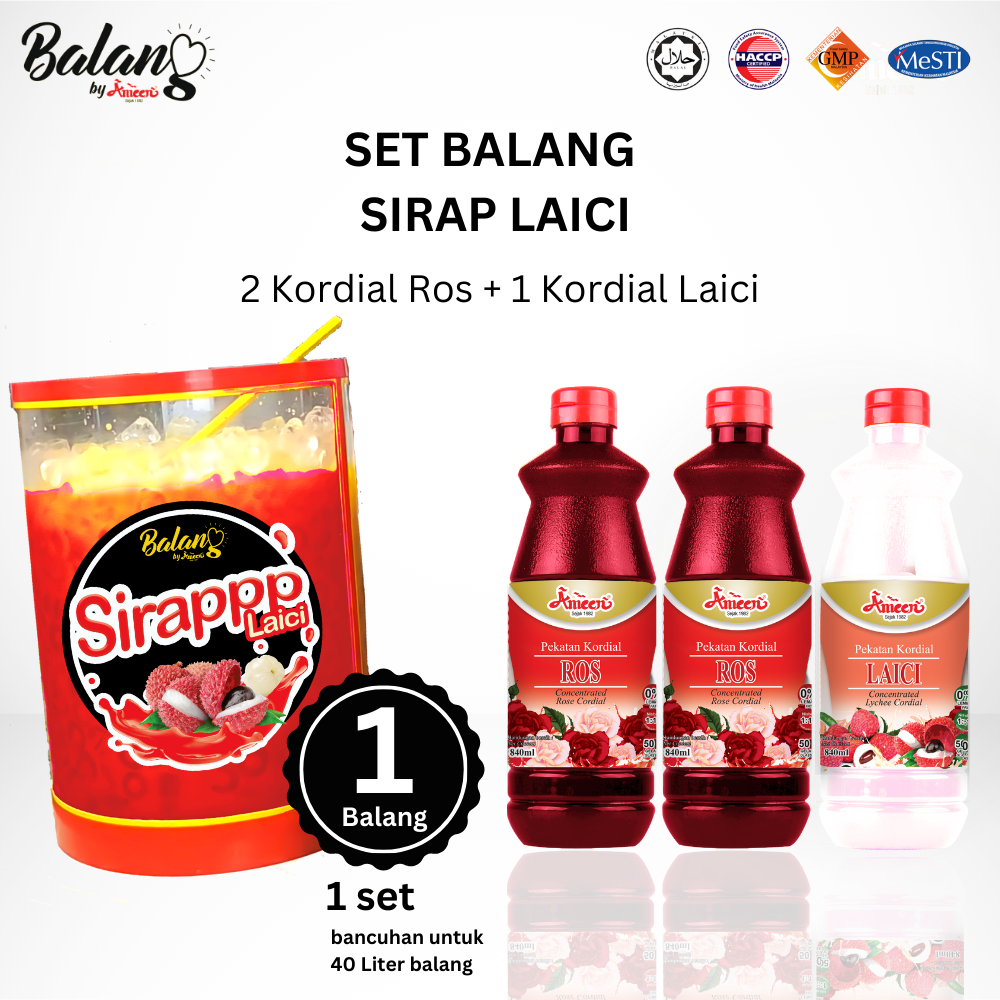 AMEEN BALANG Pati Kombo Air Balang Sirap Laici 1 set bancuhan 40 liter ...