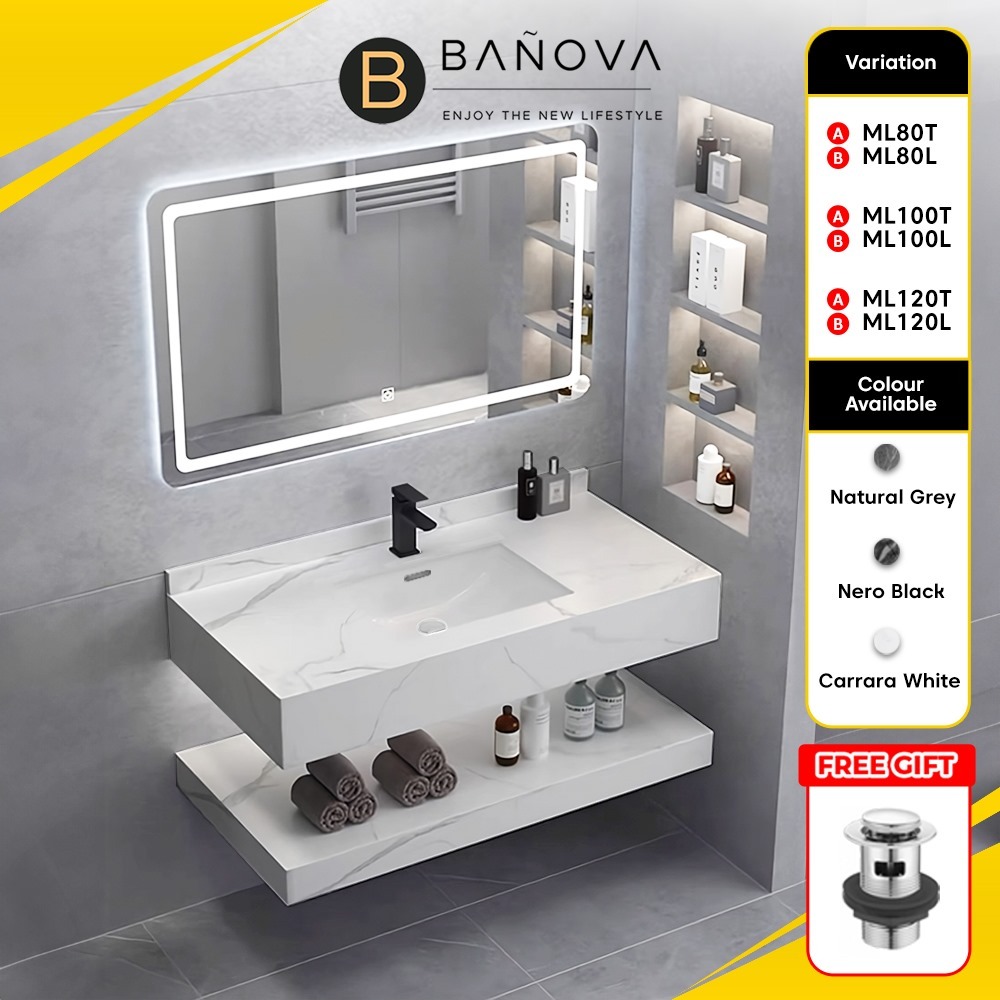 BANOVA Marble Lux Basin Top Marble Rock Slab Basin Bathroom Marble Lux ...