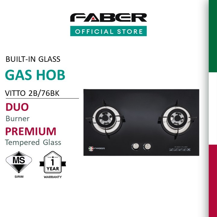 Faber 2 Burner Premium Tempered Glass Bult-In Glass Hob Vitto 2b/76bk 4 ...