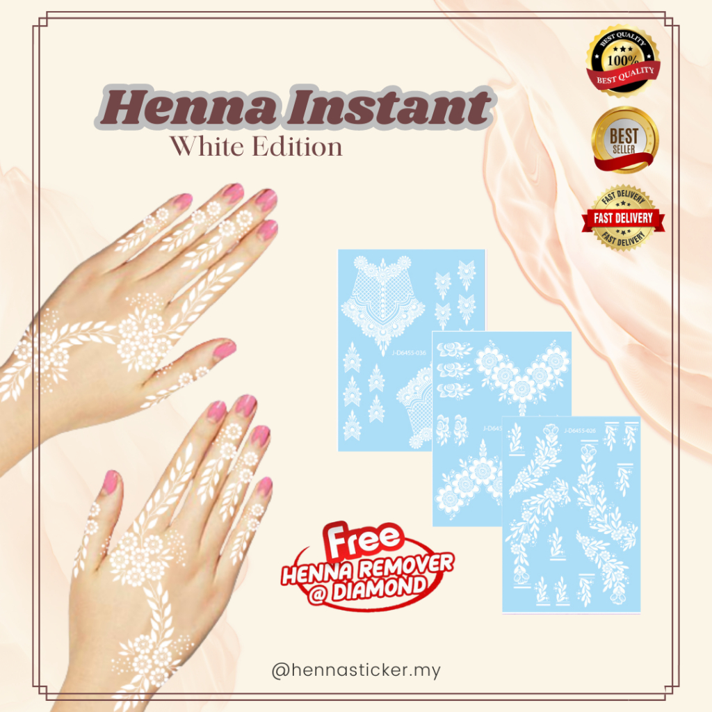 2.0 White Henna Instant / Sticker Inai Instant Pengantin Putih | Shopee ...