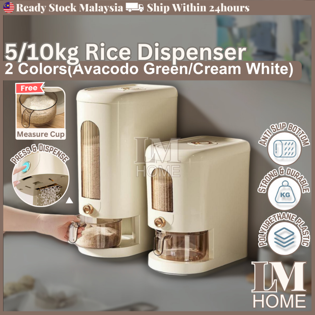 5KG/10KG Rice Dispenser Nano Bucket Insect Moisture Proof Food Storage ...