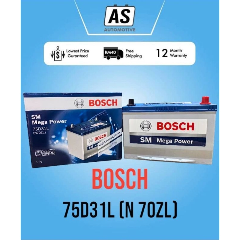 N70ZL | 75D31L Battery BOSCH Car Battery - Bateri Kereta DIESEL | Santafe, HILUX, Land Cruiser ...