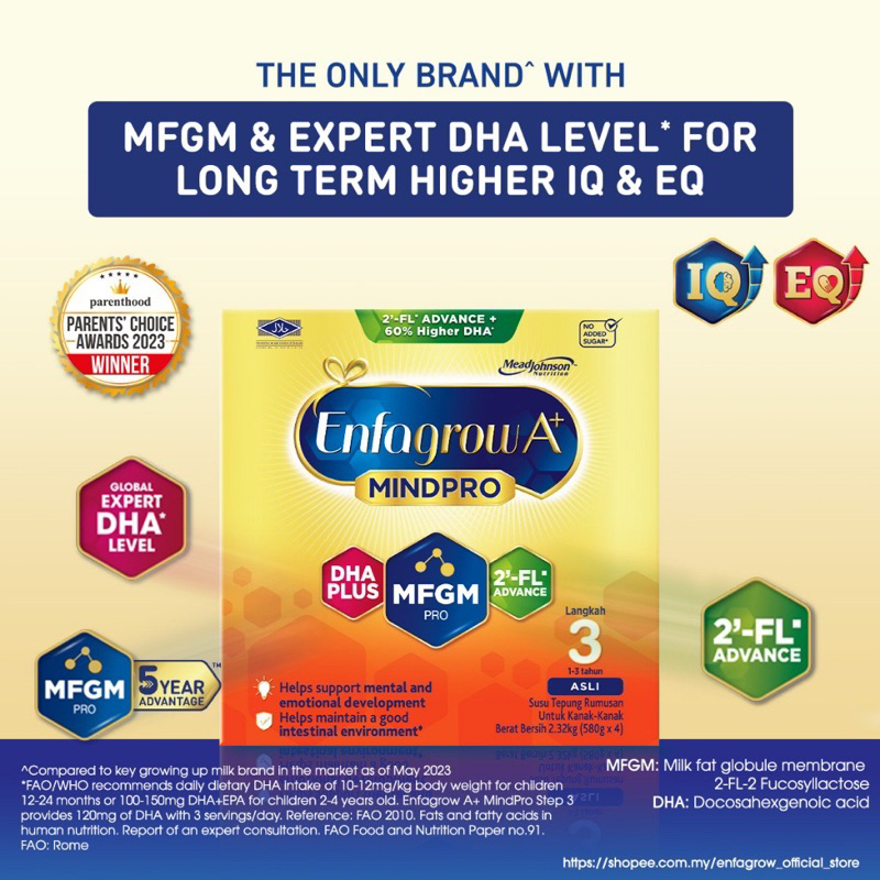 Enfagrow A+ Step 3 (1-3Yrs) Original / Vanilla (500G / 1.16KG 1.65KG ...