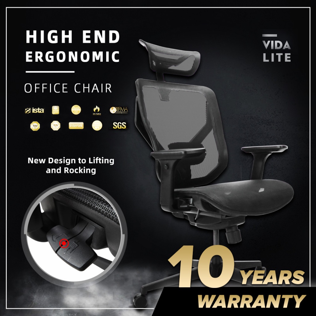 [FREE Shipping] GTChair VIDA LITE-V7-M / Black PA Nylon Y Frame ...