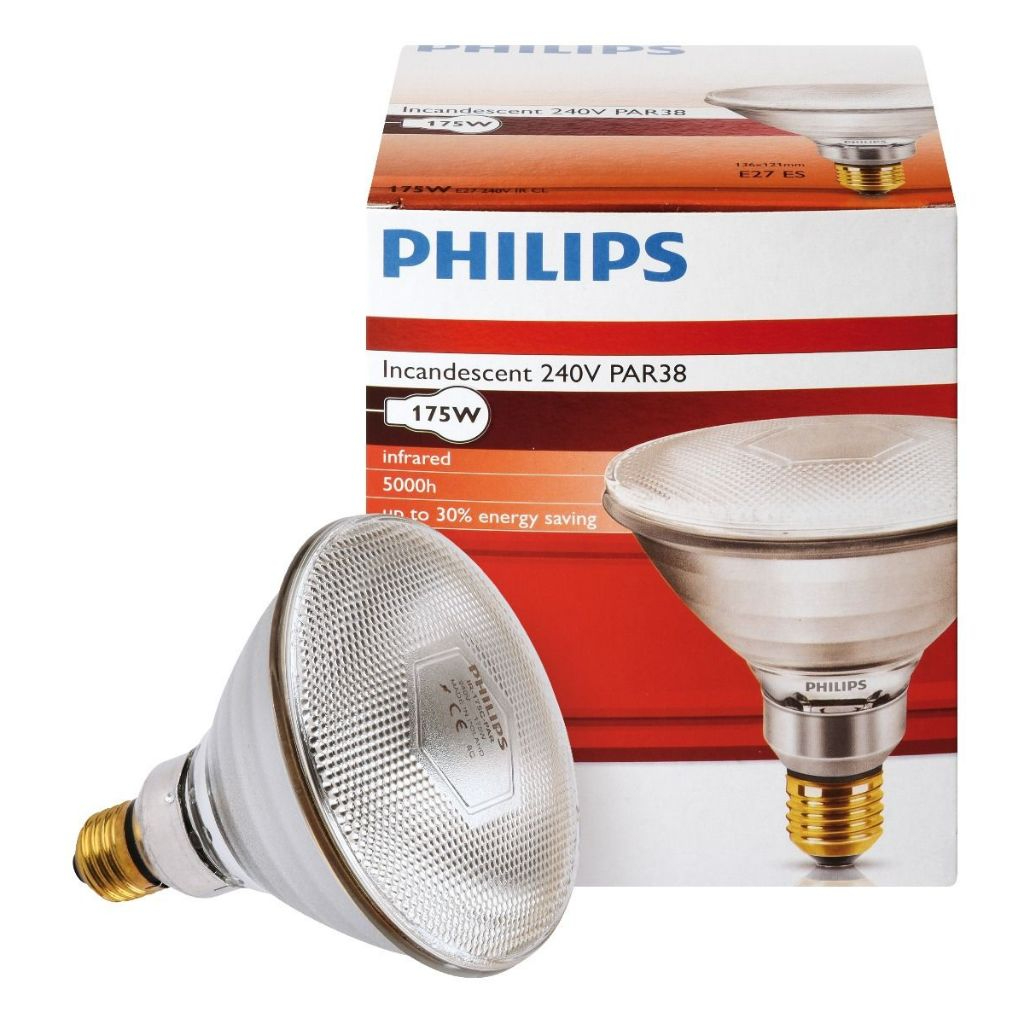 Philips Infrared PAR38 175w Clear Industrial Heat E27 230v Bulb Lamp ...