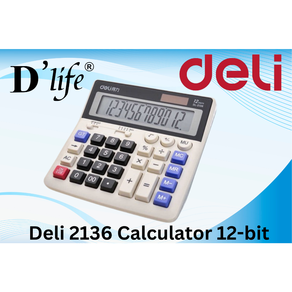D'Life Deli 2136 Solar Battery Calculator 12-bit Large Multifunction ...