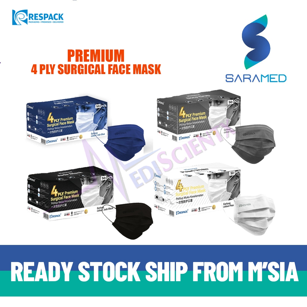 (ADULT) RESPACK 4PLY PREMIUM SURGICAL FACE MASK 50pcs - 1box | Shopee ...