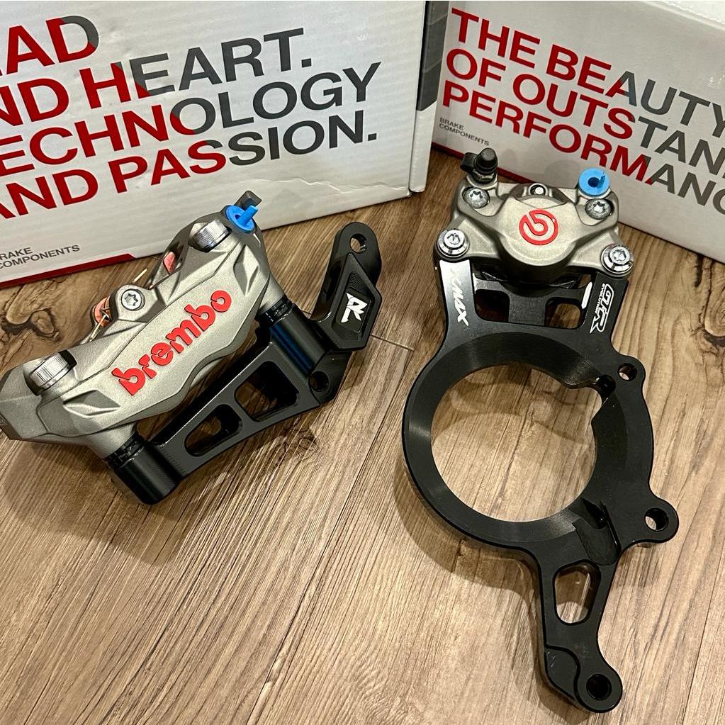 XMAX V1 V2 V3 ORIGINAL BREMBO M3 4POT CALIPER FRONT REAR P34 RED LOGO ...