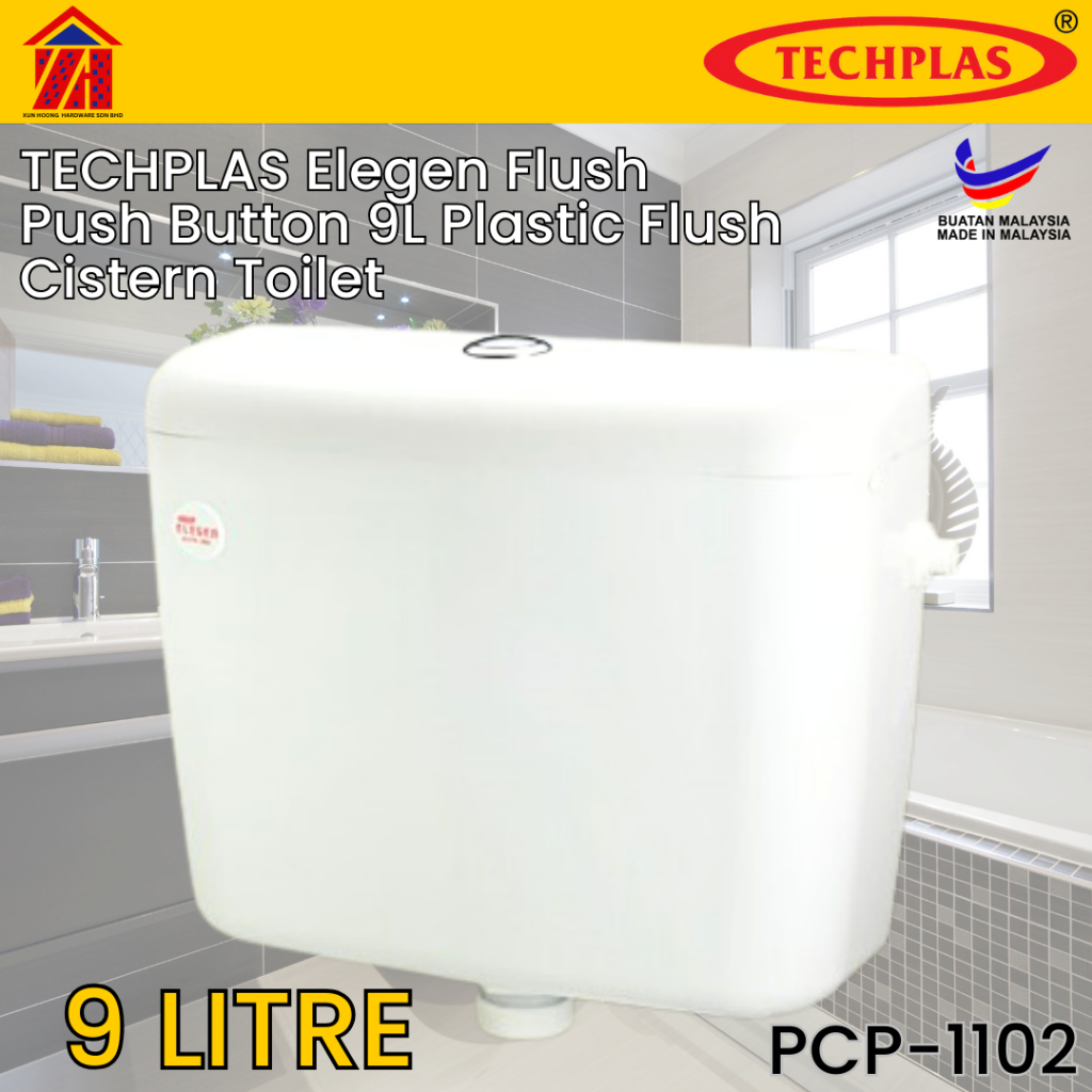 TECHPLAS Elegen Flush Push Button 9L Plastic Flush Cistern Toilet ...