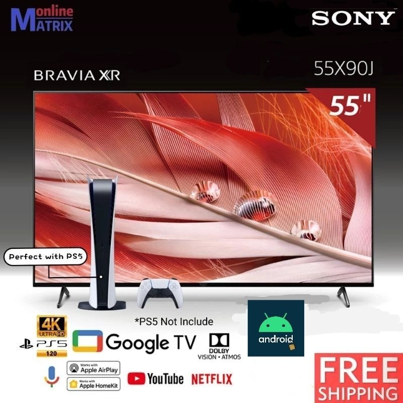 Sony X90J Bravia XR Full Array LED 4K UHD HDR Smart Android TV Google TV (55") XR-55X90J 55X90J ...