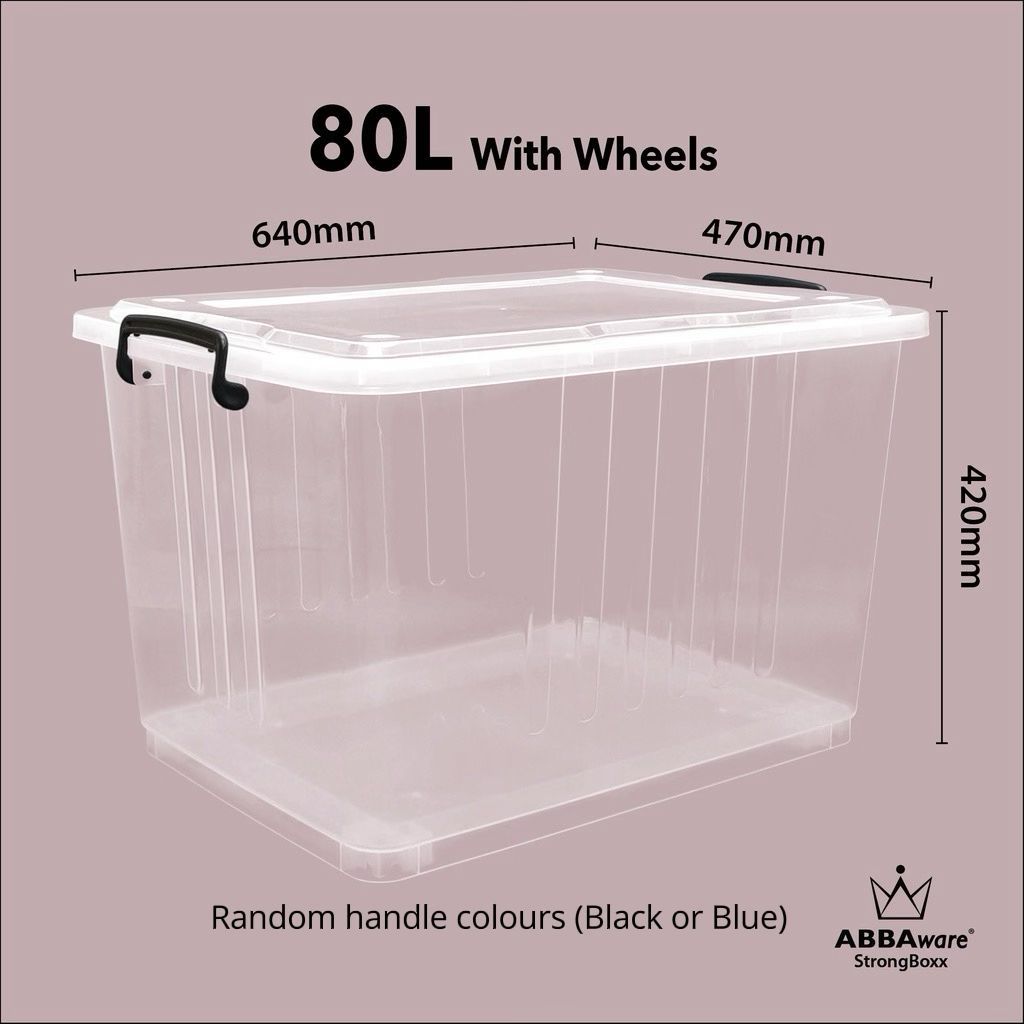 Abbaware Clear Storage Box Transparent (30L/50L/80L) Kotak Simpanan ...