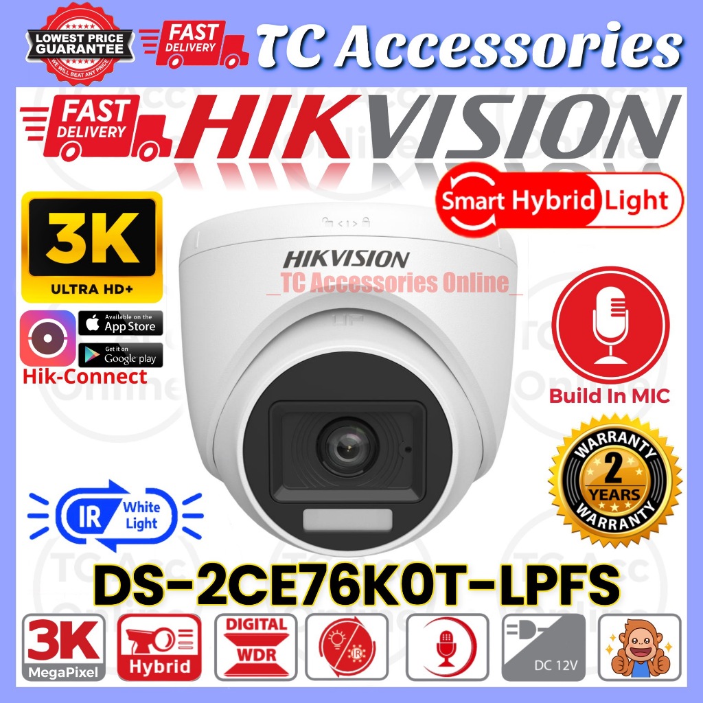 HIKVISION Smart Hybrid Dual Light Audio 3K Dome Indoor Camera DS ...