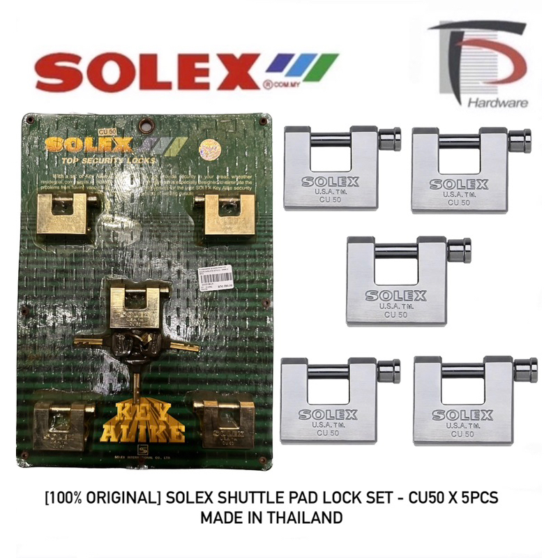 [100% ORIGINAL] SOLEX SHUTTLE KEY ALIKE PAD LOCK SET - CU50 X 5PCS MADE ...