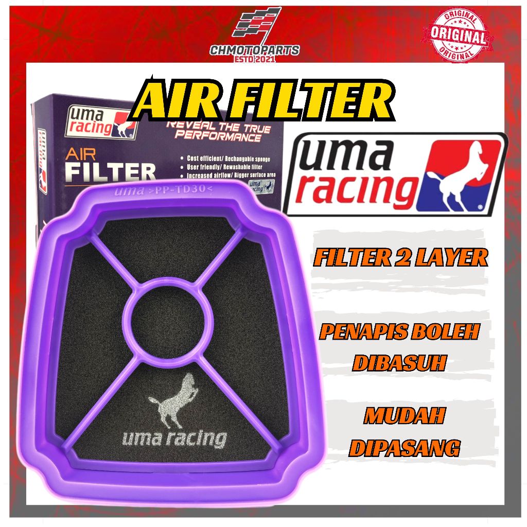Uma racing air filter LC135 V1-V8 / Y15 & Y16 /RS150 & RSX/ NVX155 V1 ...