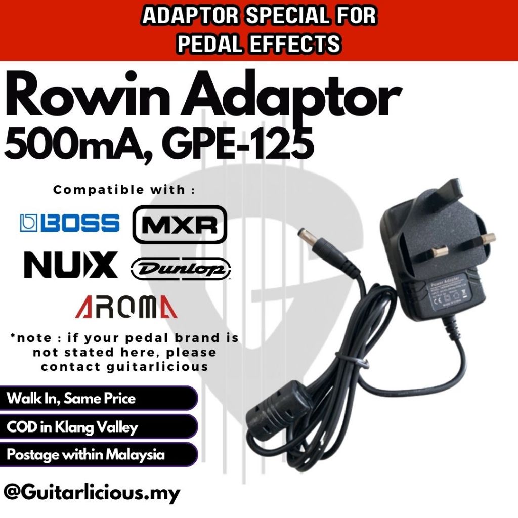 Power Supply Adapter Guitar Effect Pedal 9V AC/DC Rowin For Joyo Boss ...
