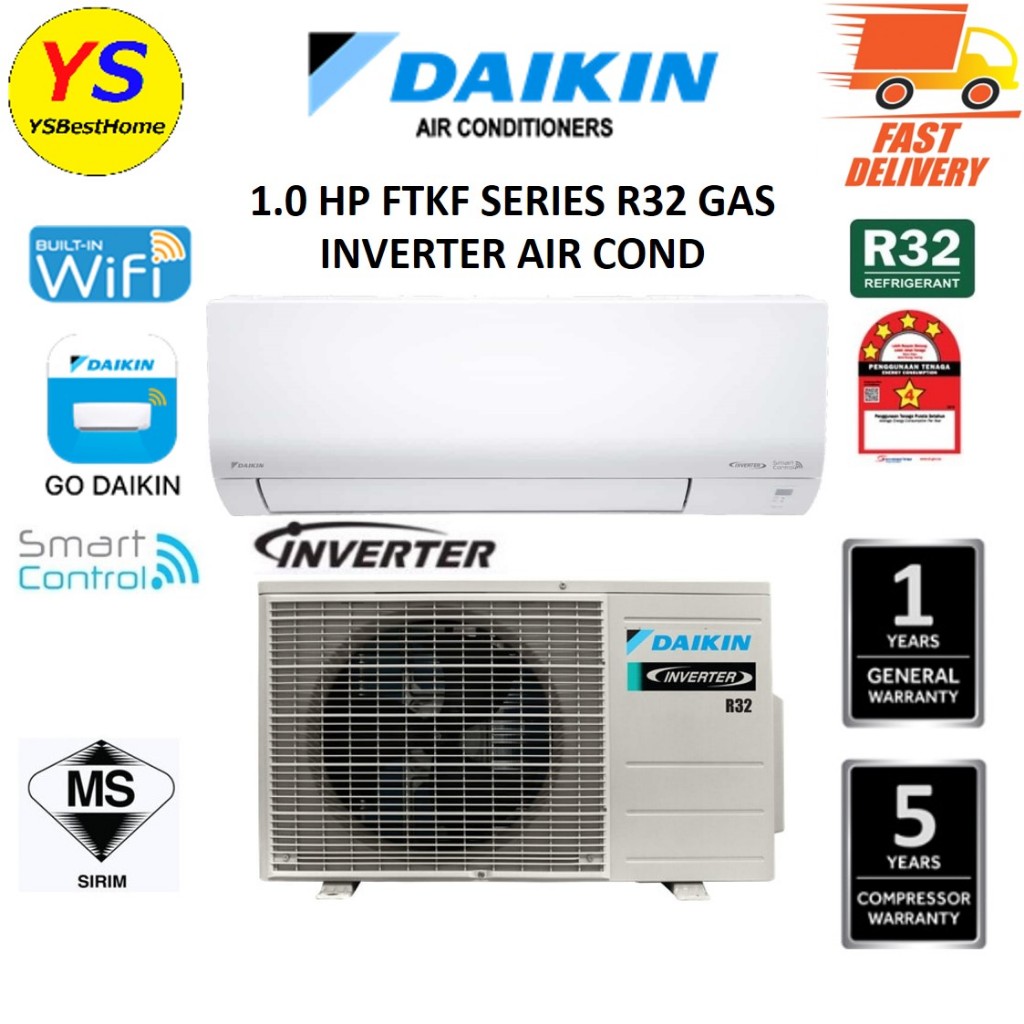 Mitsubishi 1HP/1.5HP R32 Inverter Air Conditioner / DAIKIN 1.0HP/1.5HP ...