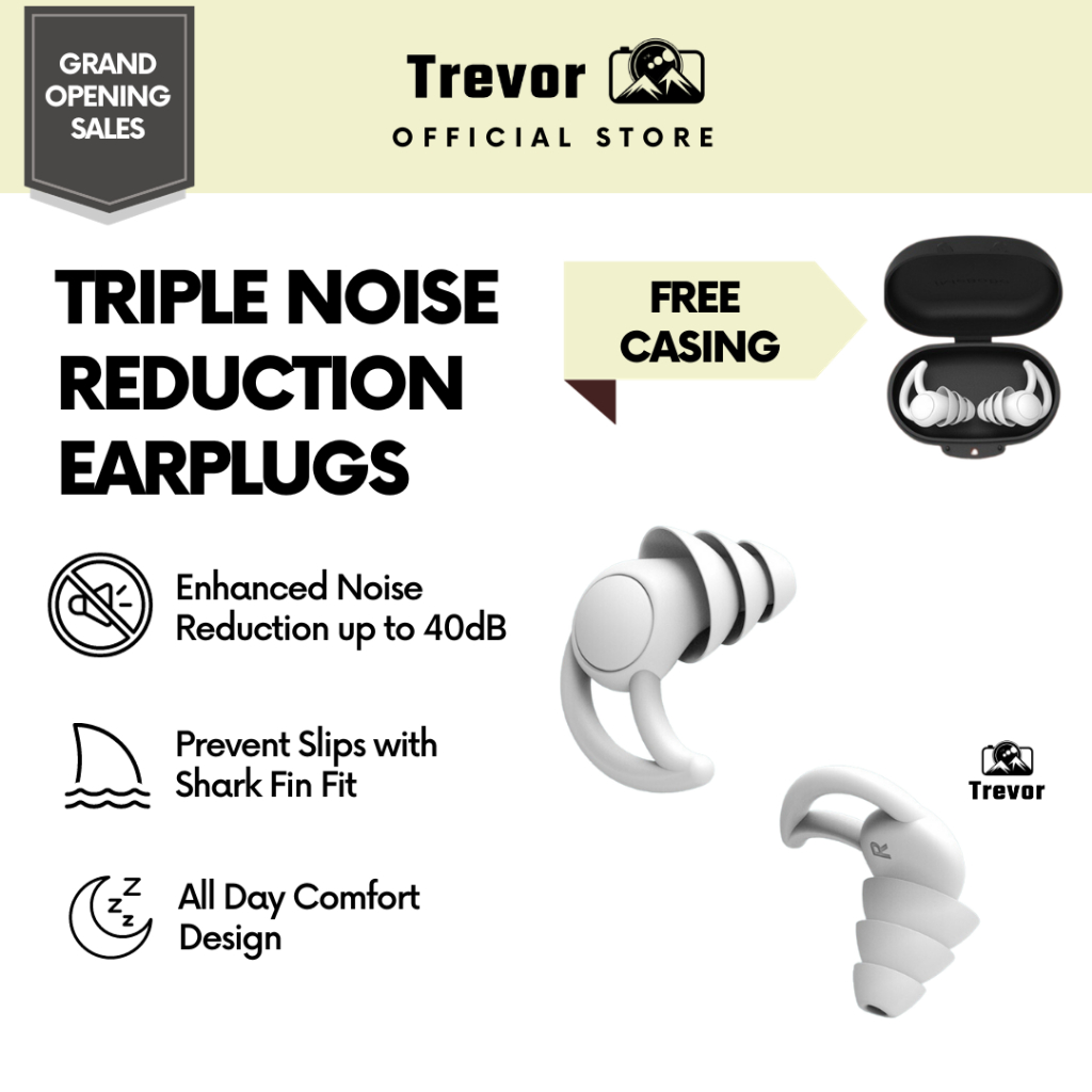 TREVOR Triple Noise Reduction Earplugs - Premium Silicone Soft Sleeping ...