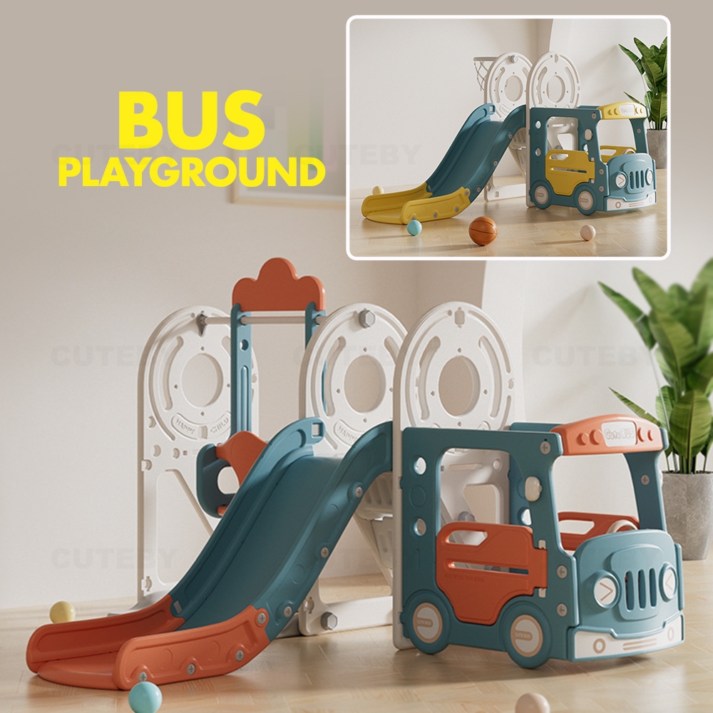 BUS PLAYGROUND Outdoor Indoor Kindergarten 3in1 swing slide Play Set ...