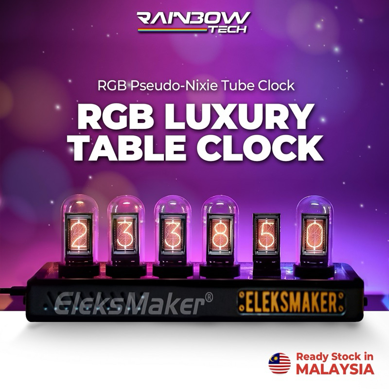 RBTECH EleksMaker EleksTube IPS Nixie Tube RGB Digital Clock RGB 拟辉光管时钟桌面创意摆件男友礼物 Jam | Shopee ...